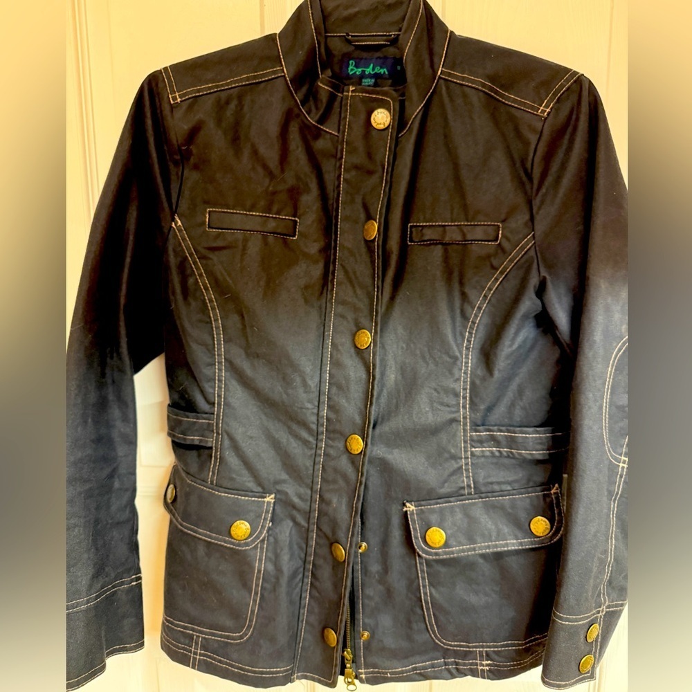 Boden Waxed Canvas Jacket With Stitch Details, Size 1… - Gem